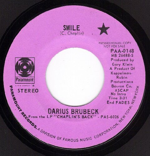 Darius Brubeck - Smile/Theme From Limelight (VG DJ PS & 45 rpm ...