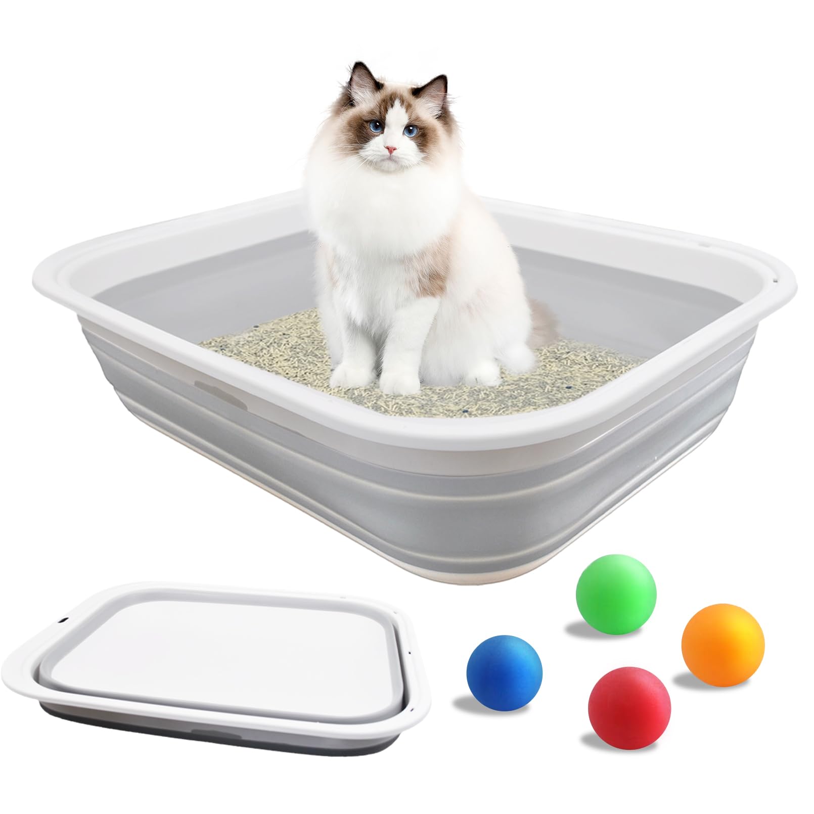 Amazon.com : MUYG Collapsible Cat Litter Box,Open Potty Pan Cat Toilet ...