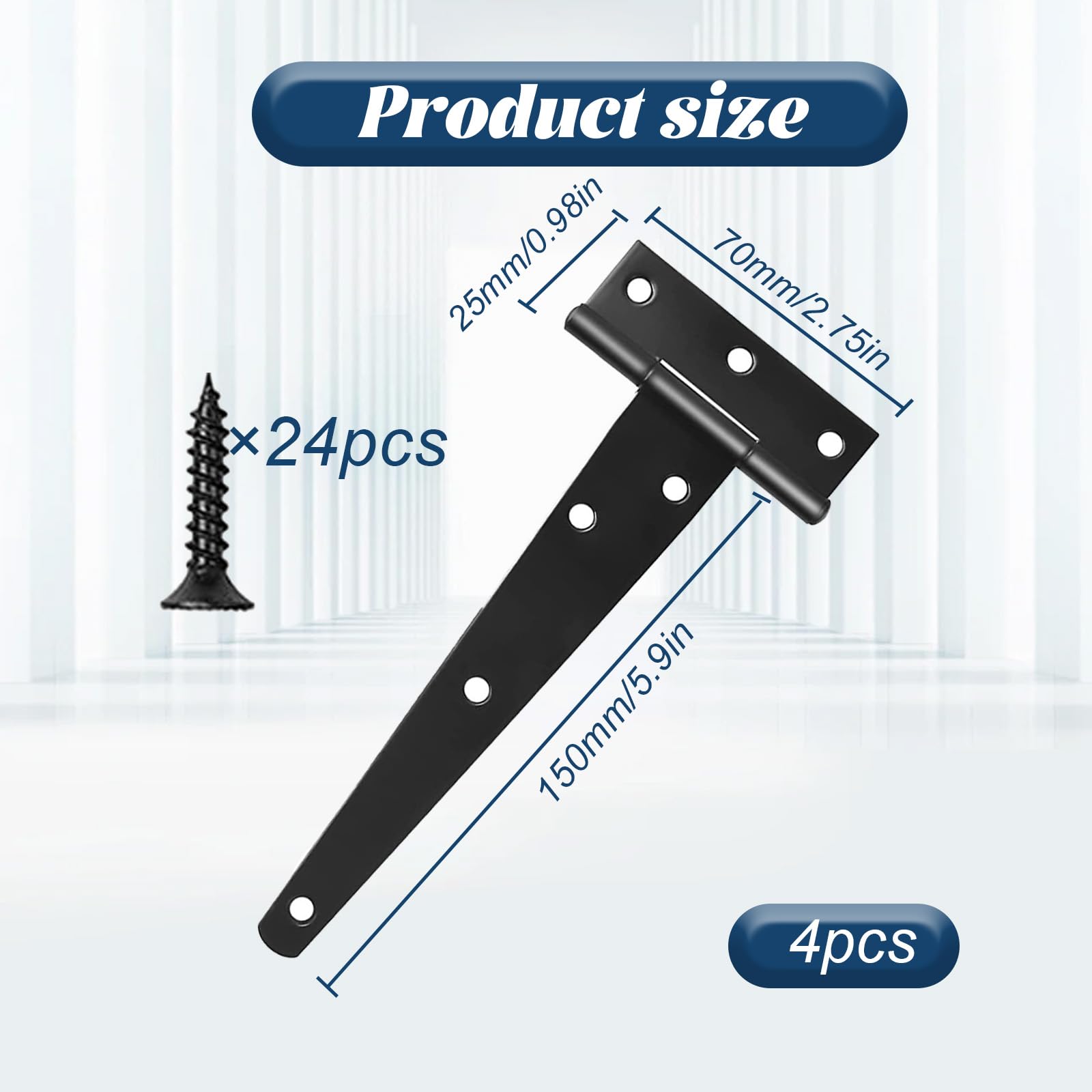 4 Pcs T-Gate Hinge,T Door Hinge with Mounting Screws,Heavy Duty Gate ...