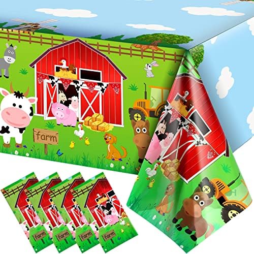 Amazon.com: Syxdwz 3Pack Farm Tablecloth Farm Animal Birthday Party ...