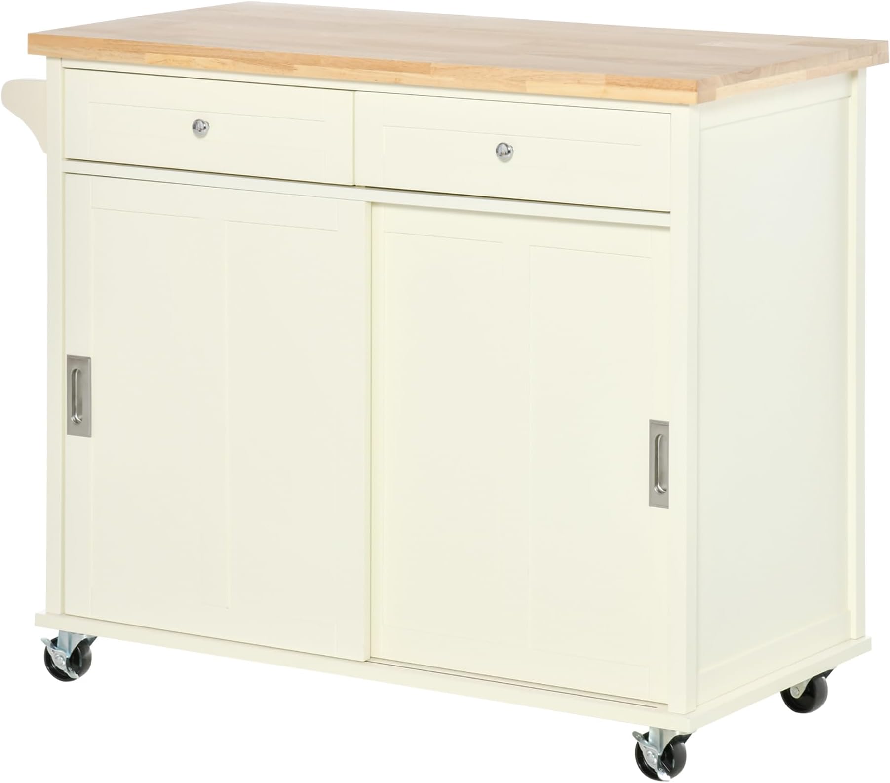Amazon.com: HOMCOM Kitchen Island on Wheels, Rolling Kitchen Cart with ...