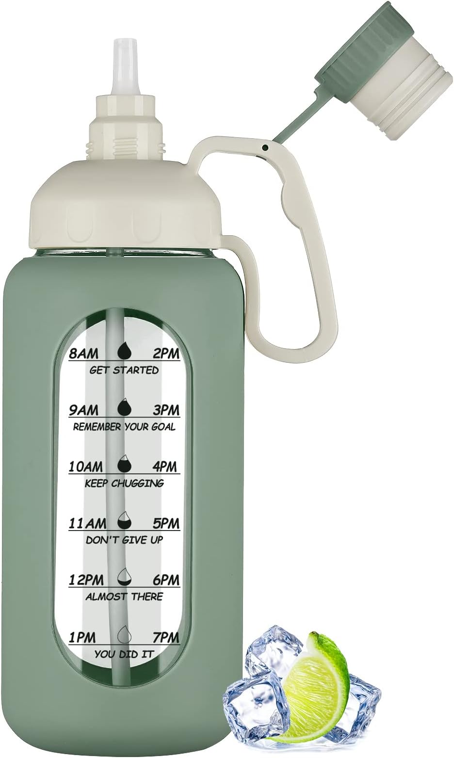 Amazon.com: MUKOKO 32oz Glass Water Bottles with 2 Lids & 64oz Glass ...