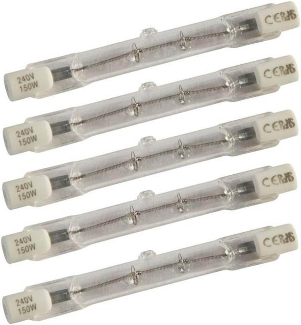 Live-wire-direct 5 x 118mm 240V Eco 120W = 150W R7S Linear Halogen Lamp ...