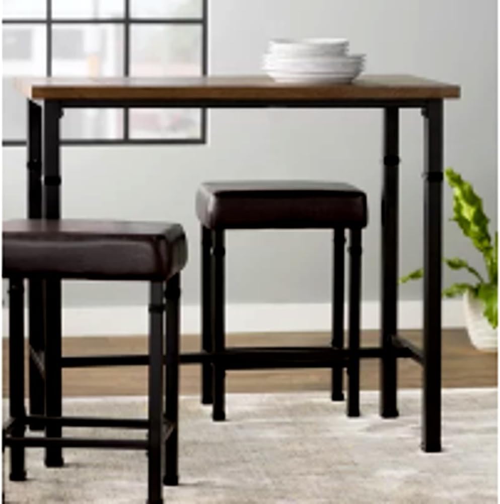 Amazon.com: Narrow Pub Table Set, Industrial Furniture, Tall Black Wood ...