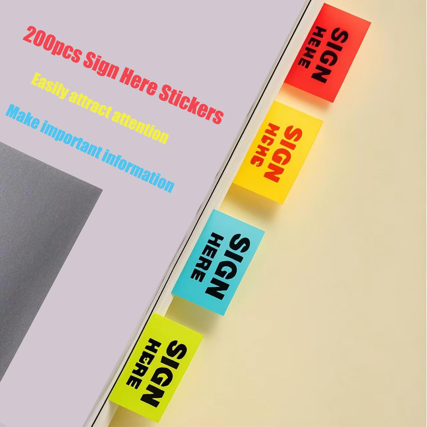 Snapklik.com : 200PCS Sign Here Tabs - Arrow Labels Stickers Adhesive ...