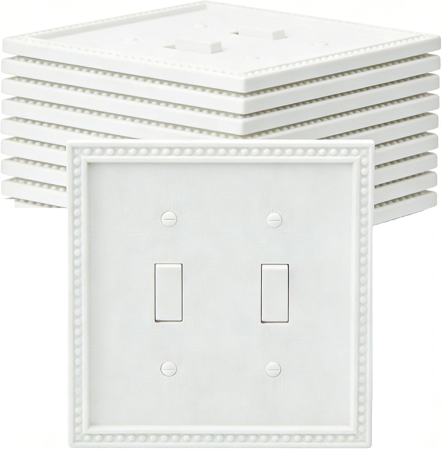 EFTV 10 Pack Mid-Size Toggle Light Switch Wall Plates 2-Gang Switch ...