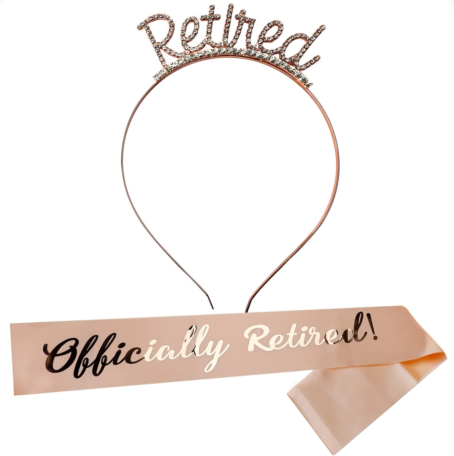 Amazon.com: Officially Retired Retirement Party Set Rose Gold Retired ...