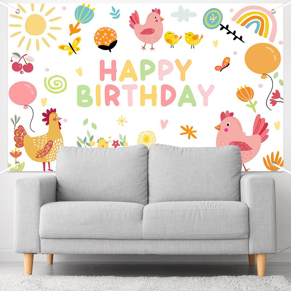 Chicken Farm Animals Birthday Backdrop 70.8x43.3 Inch Chicken - Farm ...