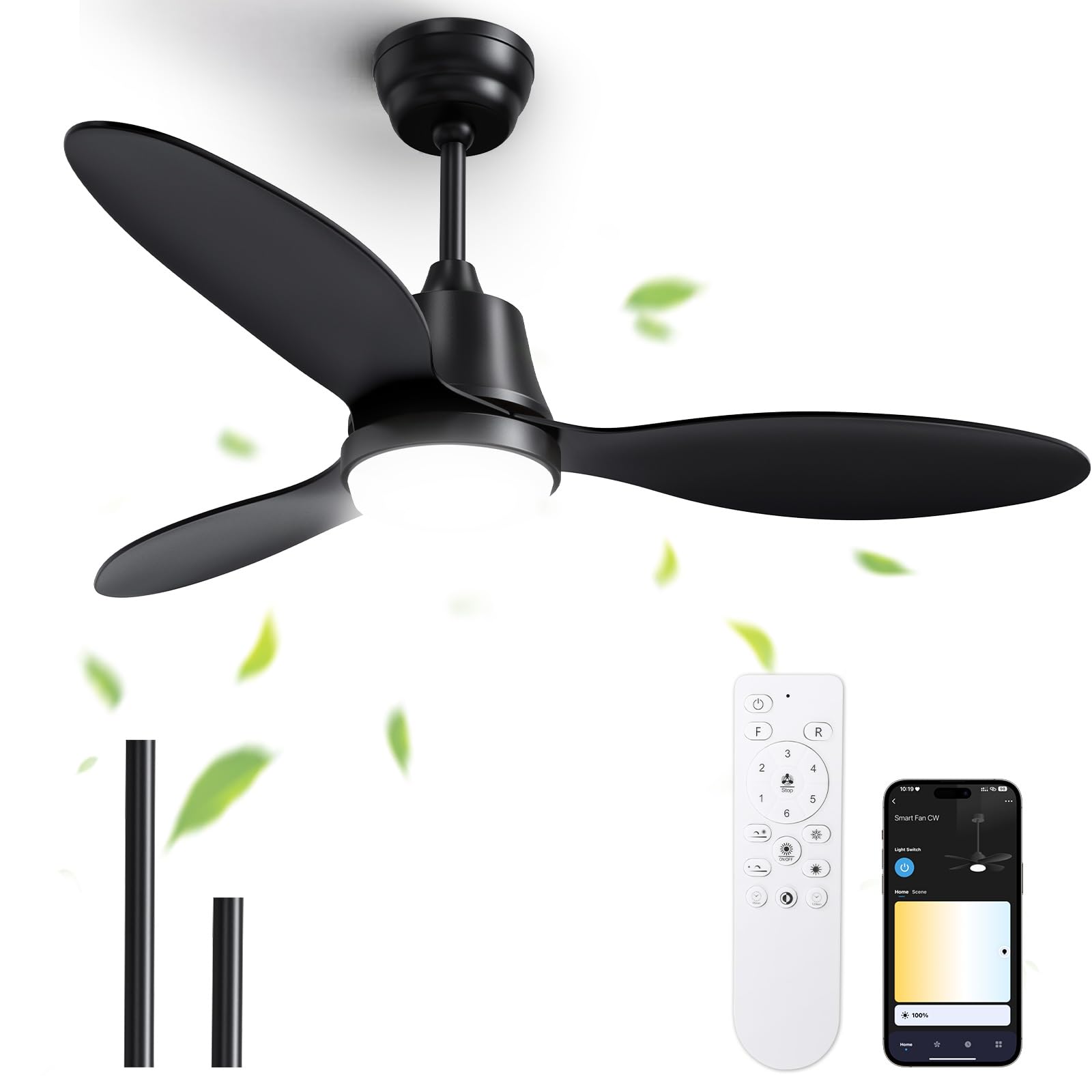 BLITZWILL Ceiling Fans with Lights and Remote/APP Control,42" Flush ...