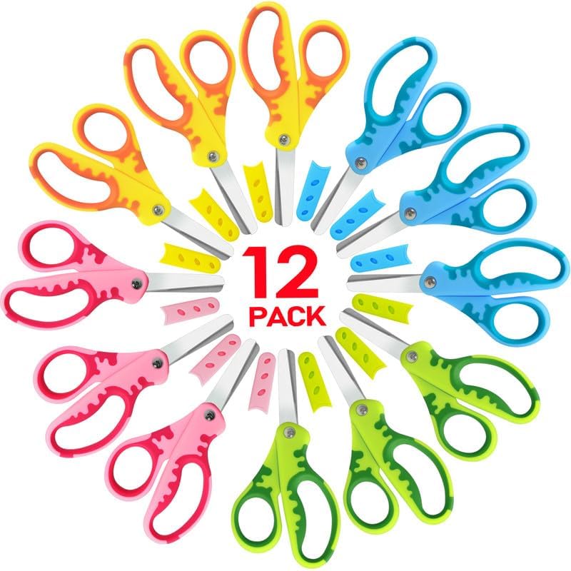Amazon.com: Kids Scissors, iBayam 5" Kid Scissors with Cover, Safety ...