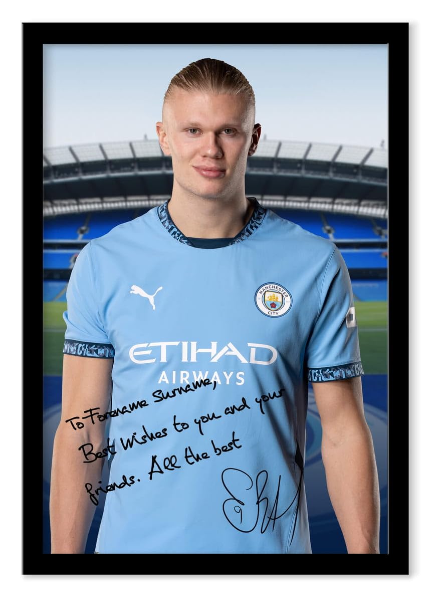 Personalised Erling Haaland Autograph A4 Framed Player Photo for ...