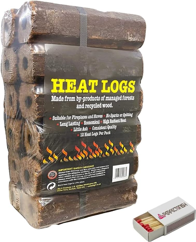 Heat Logs Open Fire Log Fuel High Energy Ultra Dry Eco Wood Fuel 2 x 10 ...