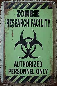 Amazon.com: Distressed Grunge Zombie Facility Text Metal Tin Sign ...