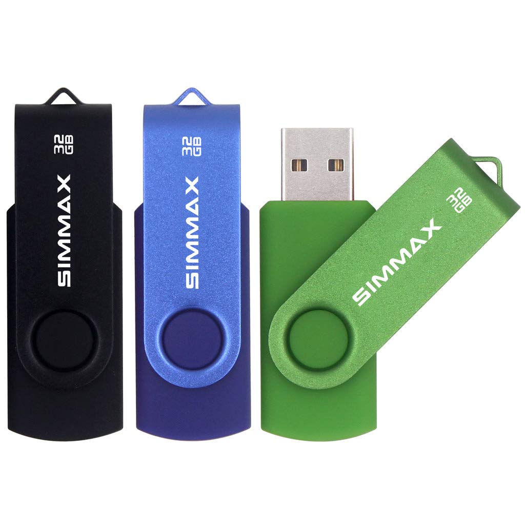 SIMMAX 32GB USB Flash Drives 3 Pack 32GB Memory Stick Swivel Design ...