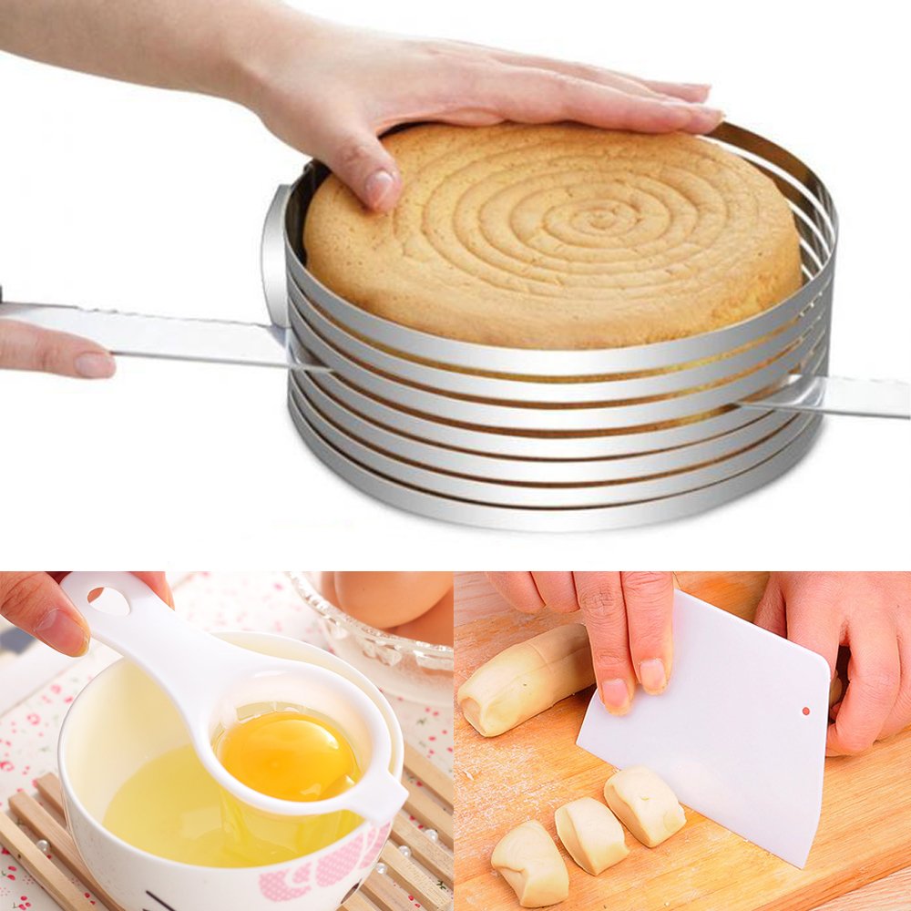 Buy Layered Slicer Cake Ring Set, GDGY 6-8 Inch Stainless Steel ...