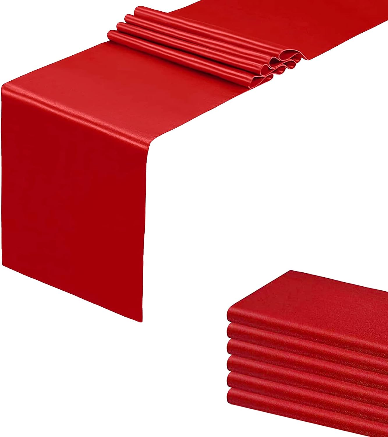 Amazon.com: HMQIANG 6 Pack Red Table Runners, Satin Table Runner 12x108 ...