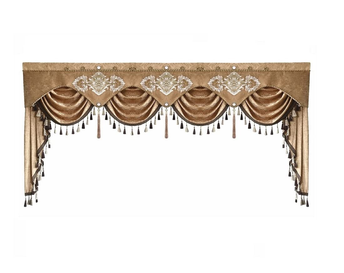 Amazon.com: Risuho Extra Wide European Brown Floral Valance for Living ...