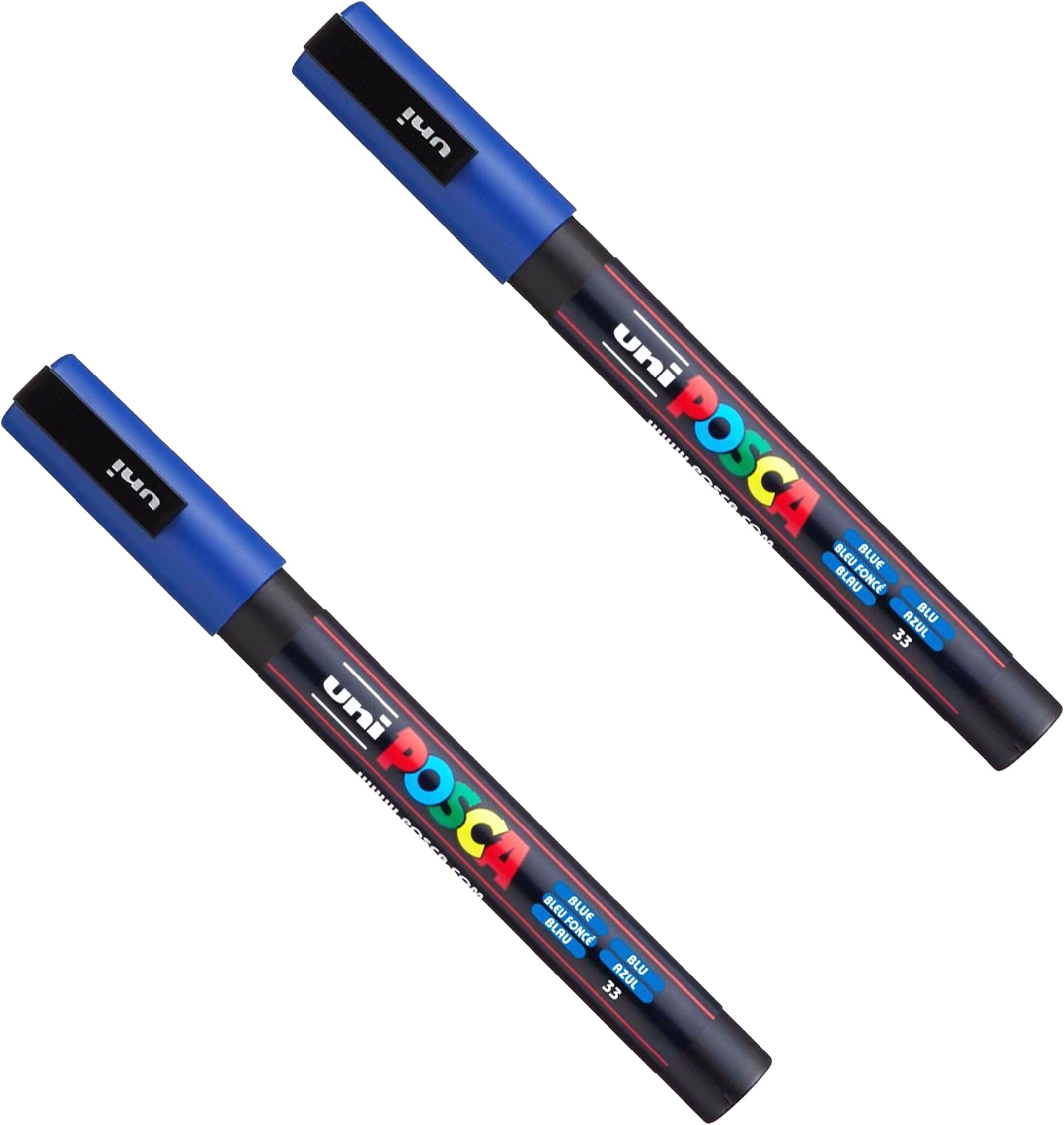 Posca PC-3M Paint Marker Art Pens - 0.9-1.3mm Nib - Blue Ink - 2 Pack ...