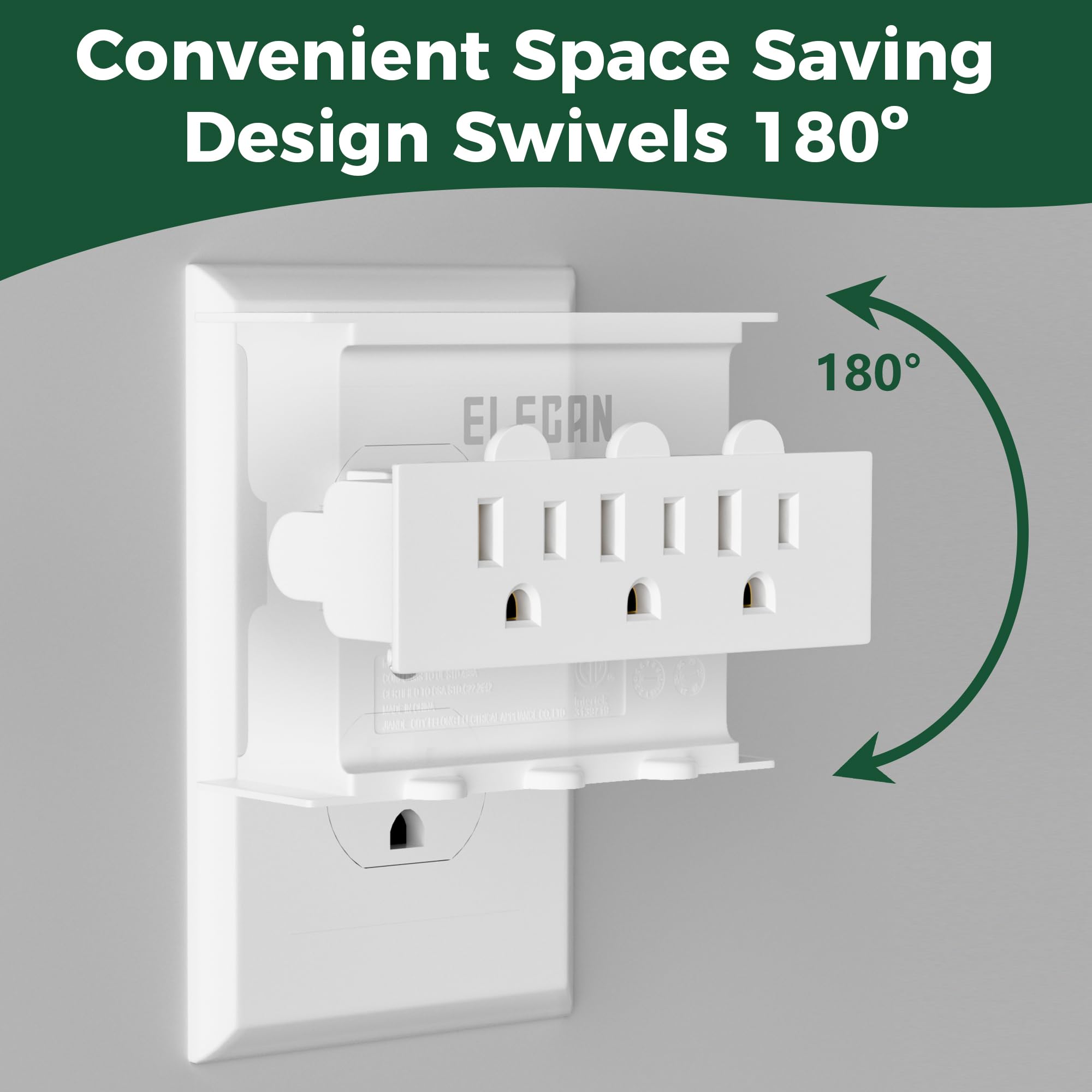 Snapklik.com : 3-Outlet Rotating Plug Wall Outlet Extender, 180 Degree ...