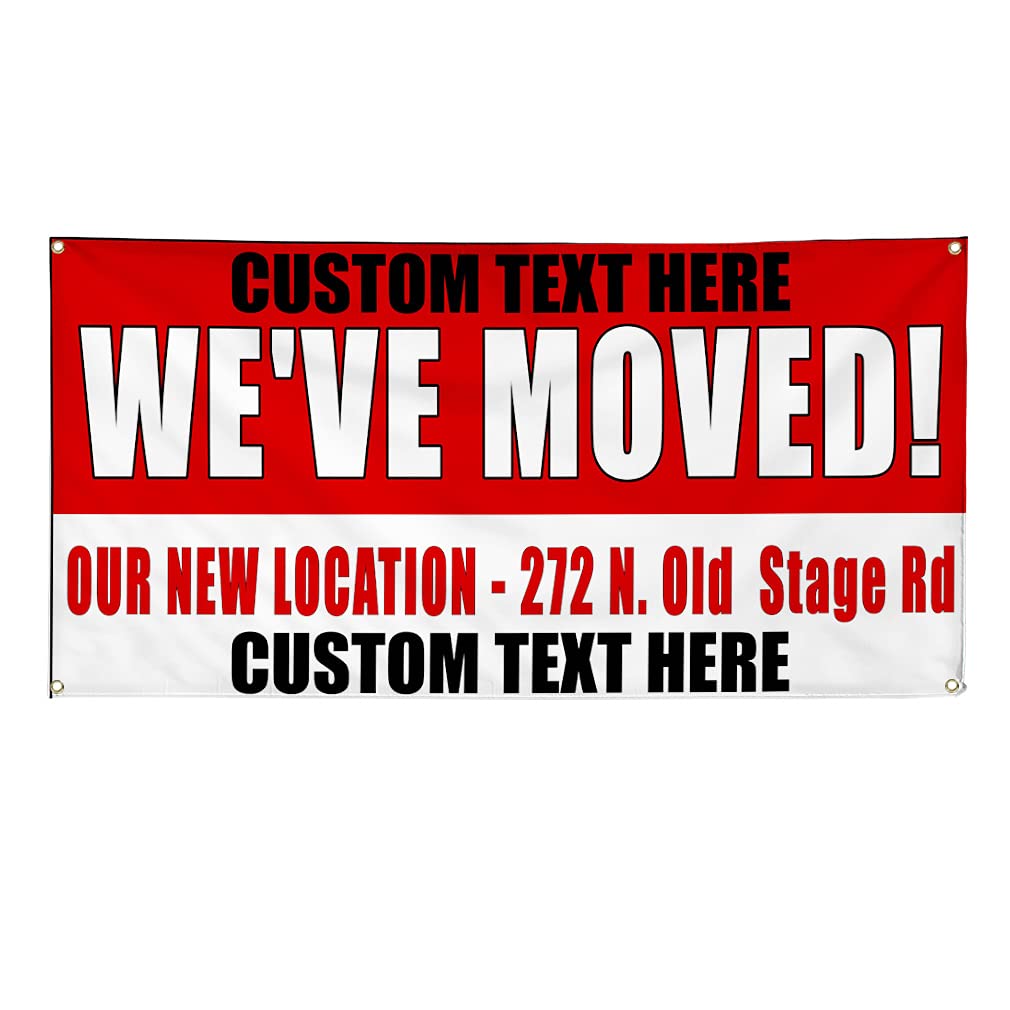 Amazon.com : Custom Vinyl Banner Multiple Sizes We've Moved Custom Our ...