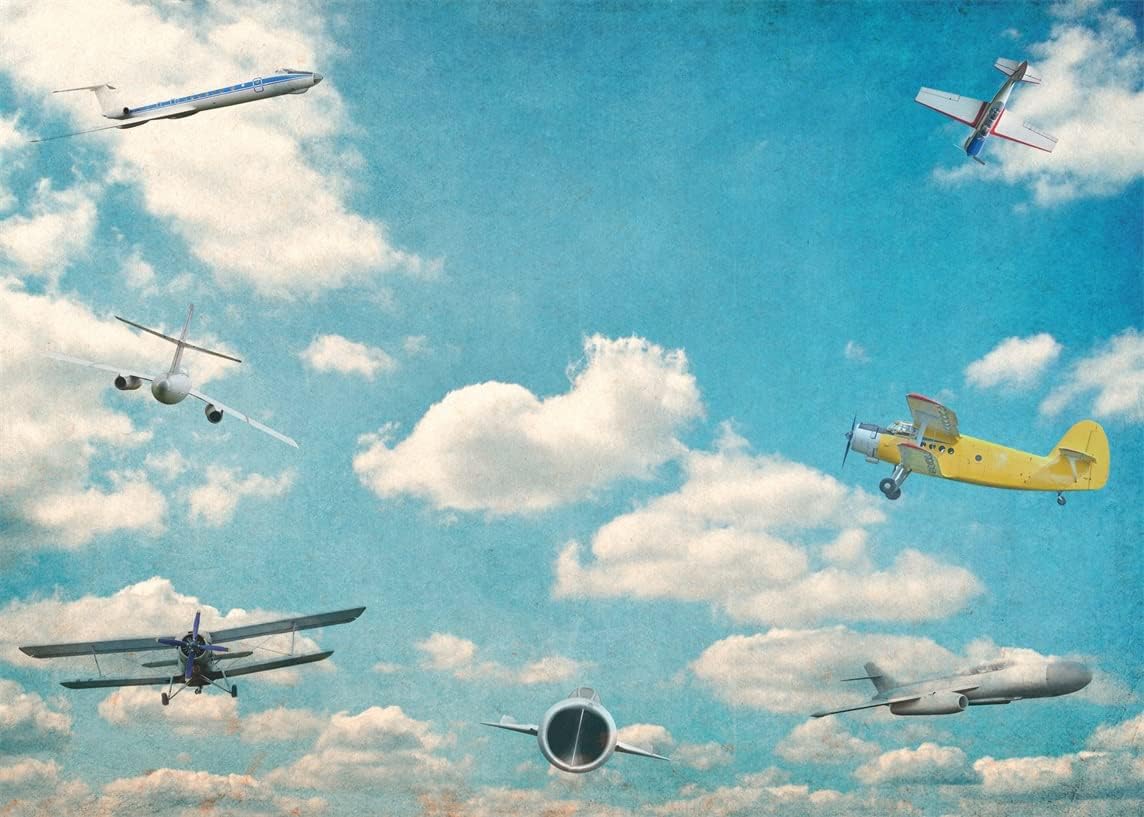 Amazon.com : BELECO Airplane Backdrop 5x4ft Fabric Vintage Aircraft ...