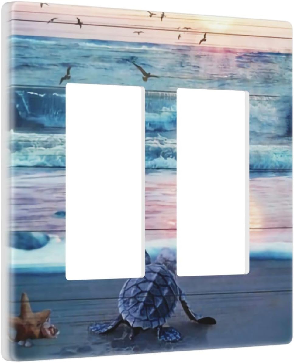 Ocean Beach Turtle Wave 2 Gang Double Rocker/Decora Light Switch Cover ...