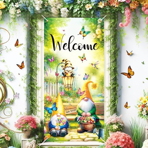 Amazon.com: Tranqun Spring Door Covers Happy Spring Banner Welcome ...