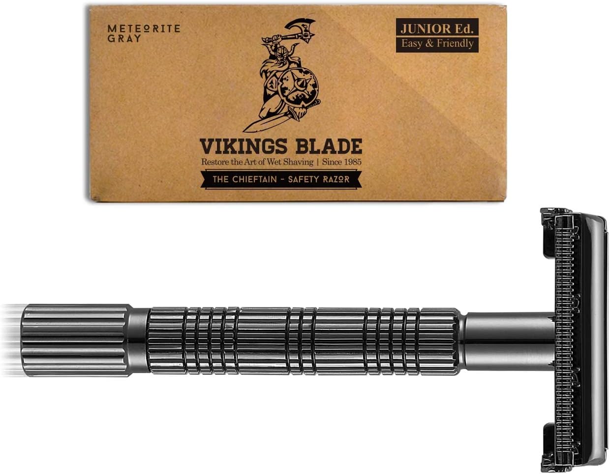 VIKINGS BLADE The Chieftain JR Double Edge Safety Razor, Meteorite Gray ...