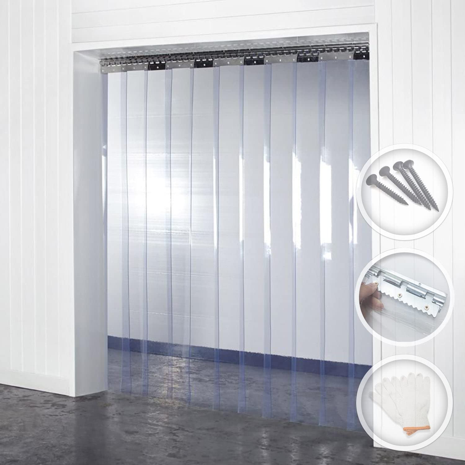 Acepunch Clear Kit PVC Smooth Plastic Strip Door Curtain 120cm x 210cm ...
