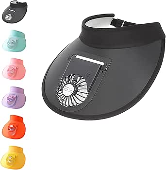 Visor with Fan, Sun Visor Hat with Fan, Cooling Fan Hat, 3 Gear Wind ...