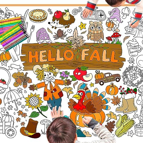 Amazon.com: HOWAF Hello Fall Jumbo Coloring Poster with 24 (12 Colors ...