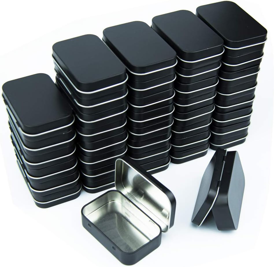 Amazon.com: Aybloom Metal Rectangular Empty Hinged Tins - Black Mini ...