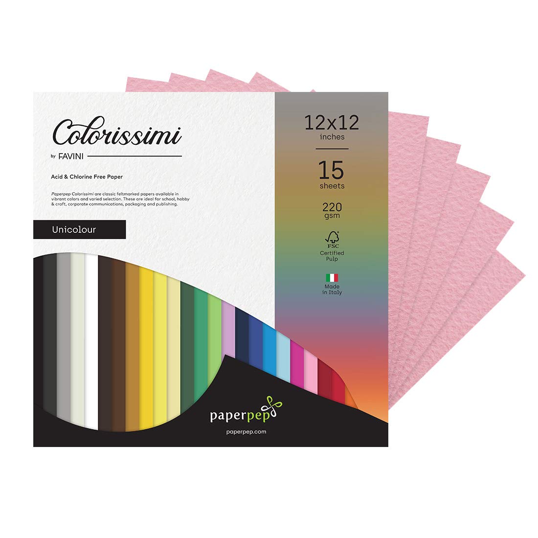 Paper Pep Colorissimi Card Stock 220GSM 12"X12" Rosa (Baby Pink ...