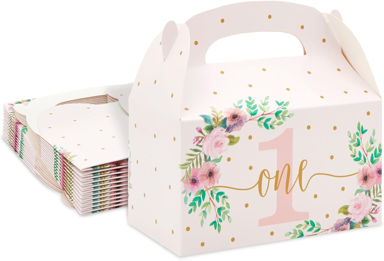 BLUE PANDA 24 Pack Pink Floral Present Boxes for 1st Birthday Party ...