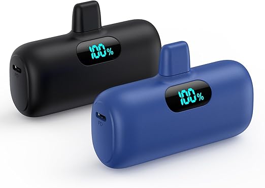 Amazon.com: [2 Pack] Mini Portable Charger 5000mAh,Ultra-Compact 15W PD ...
