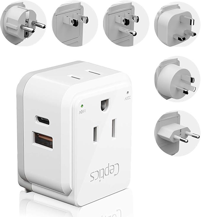 Amazon.com: World Power Plug Adapter Travel Set Ceptics, Safe Dual USB ...
