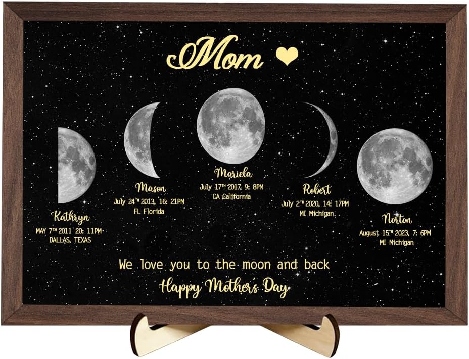 Amazon.com: Custom Family Moon Phase Frame with Text & Date ...