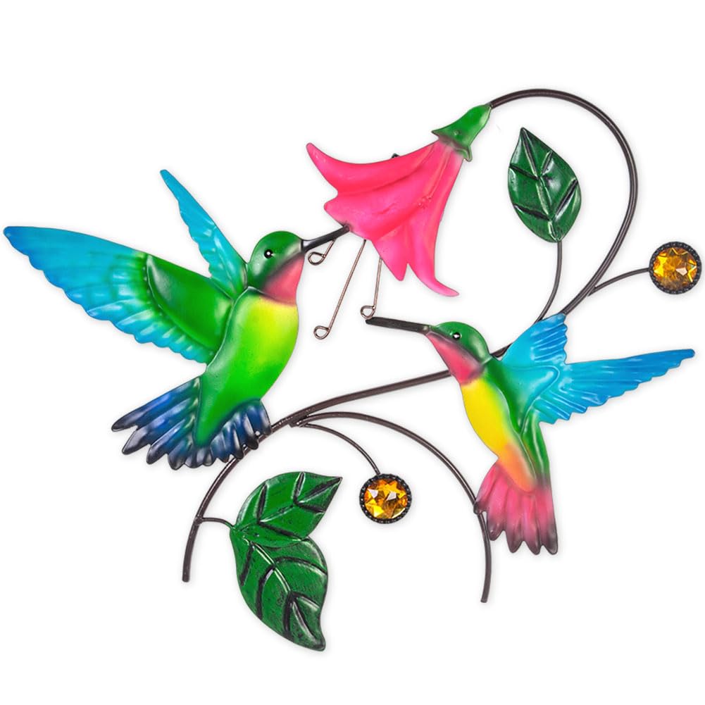 Amazon.com : dreamskip Metal Wall Art Hummingbird With Flower Decor ...