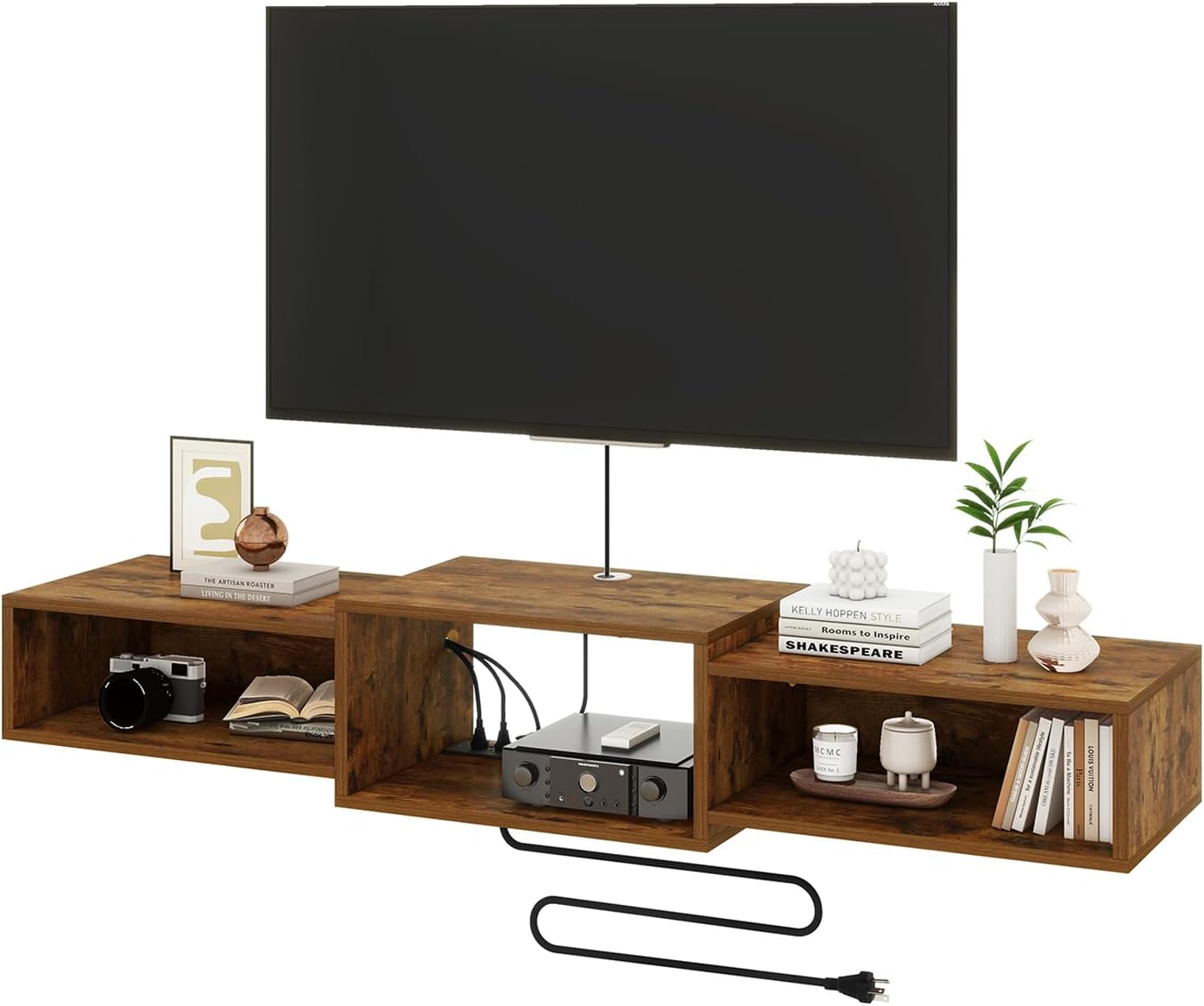 Amazon.com: FITUEYES 2 Tier Modern Floating TV Stand Wall Mounted ...