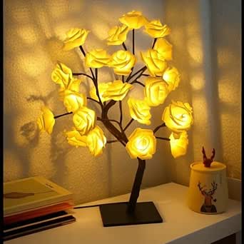 USB Powered LED Rose Flower Tree Lamp, Decorative Night Light，Indoor ...