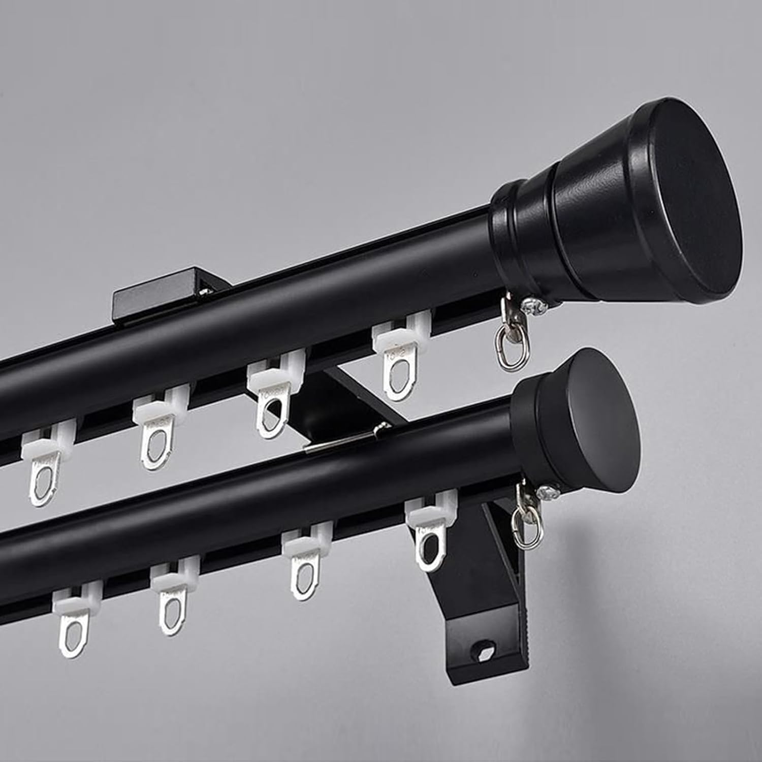 Double Curtain Track for Bay Windows - Wall Mounted Decorative Drapes ...