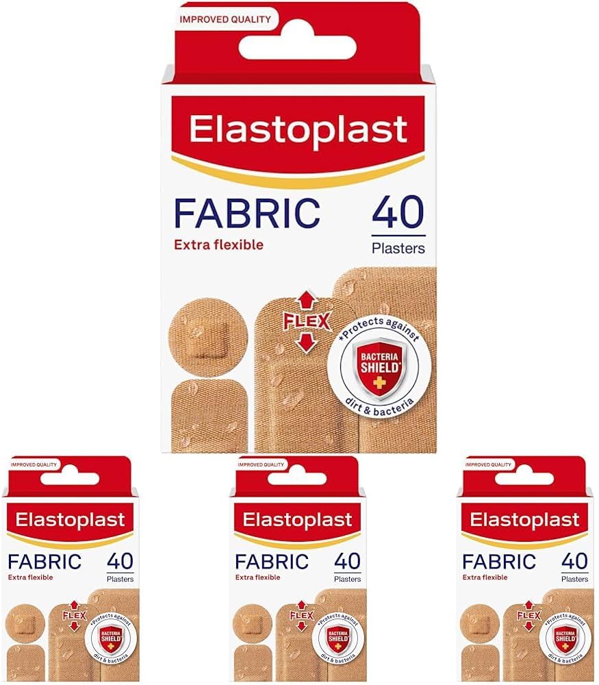 Elastoplast Extra Flexible Fabric Plaster Strips (40 Pieces), Extra ...