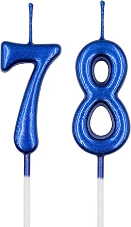 Amazon.com: 78th & 87th Birthday Candles, Blue Number 78 87 Candle for ...