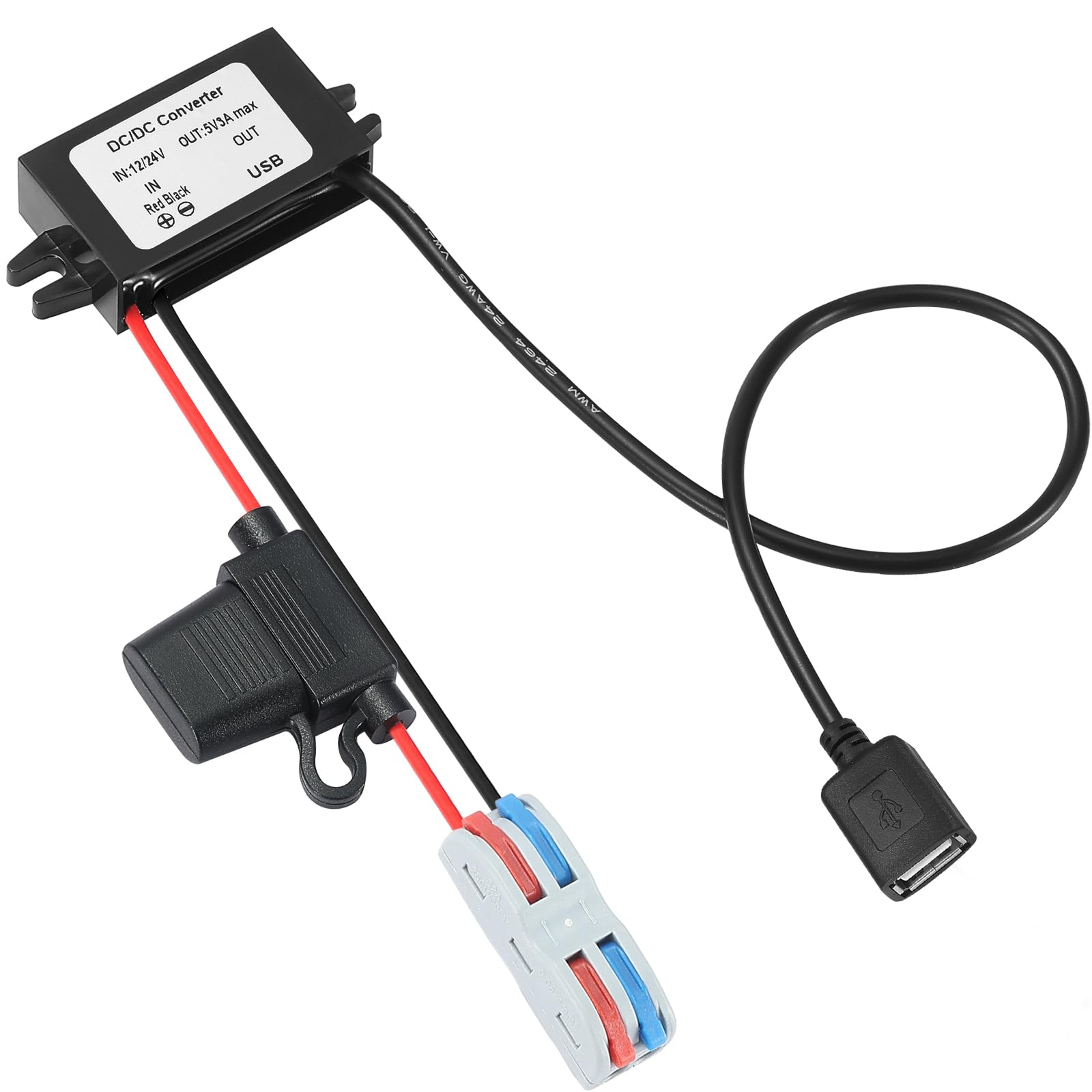 Amazon.com: MZHOU DC-DC 24V/12V to 5V 3A 15W Step Down Converter,DC 8 ...