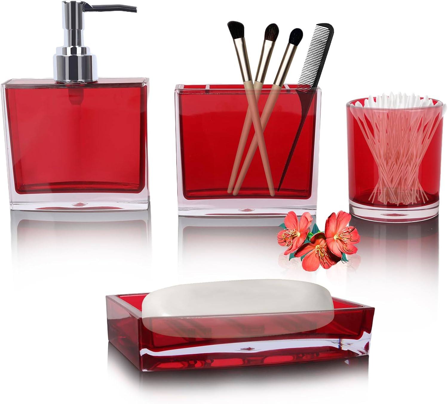 Amazon.com: Bathroom Accessories Set Complete, 4 Piece Premium Acrylic ...