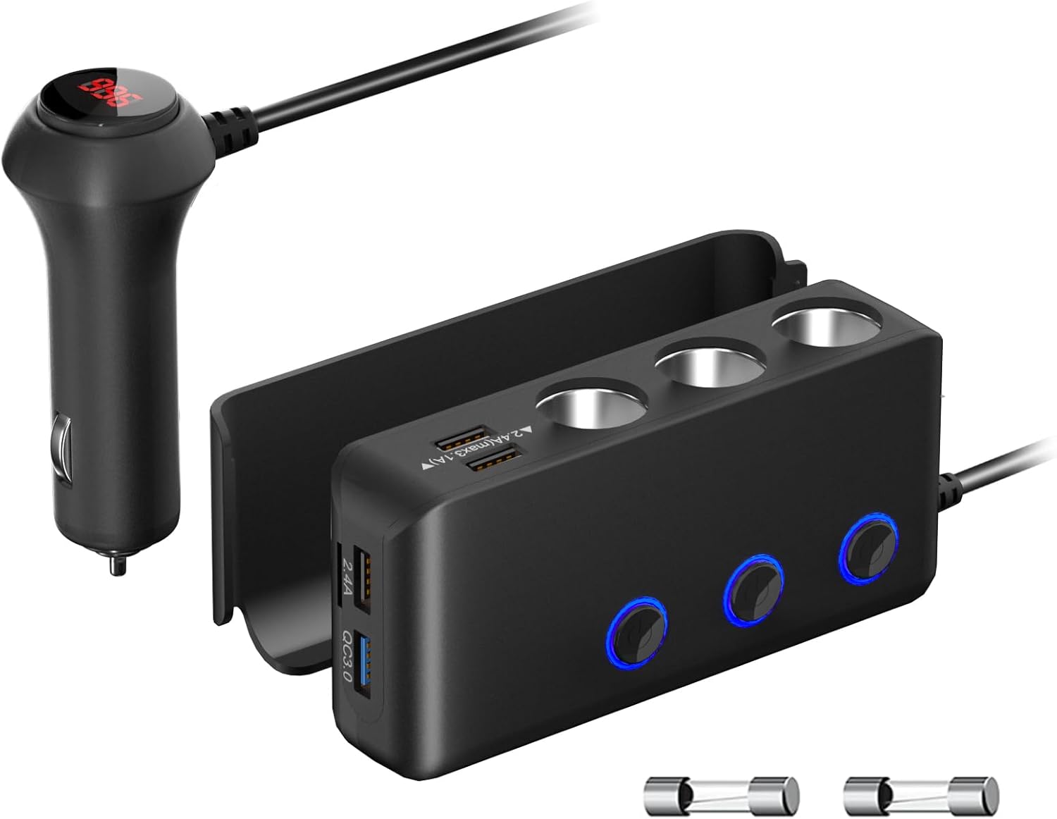 TMINGZ Zigarettenanzünder Verteiler 12V/24V, QC 3.0 180W Auto KFZ ...