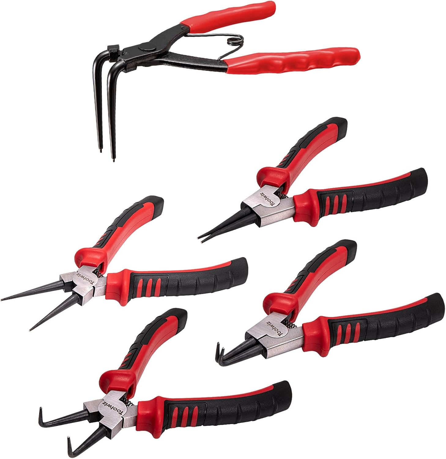 Internal Snap Ring Pliers (Red) + 4 Pcs Snap Ring Pliers Set, 7-inch ...