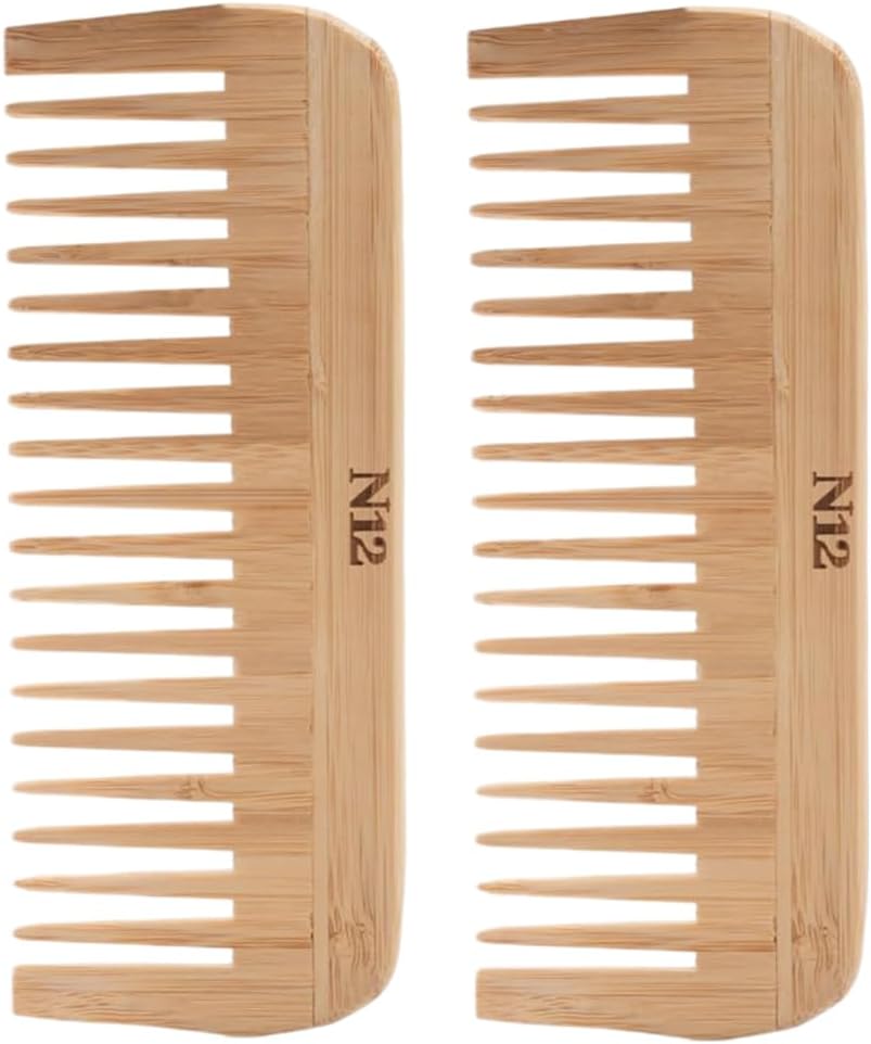 Amazon.com : N12 Set of 2 Handmade Natural Bamboo Wide Tooth Comb - Eco ...