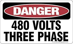 Amazon.com: Danger 480 Volts Three Phase Stickers - 5in x 3in - 3 PACK