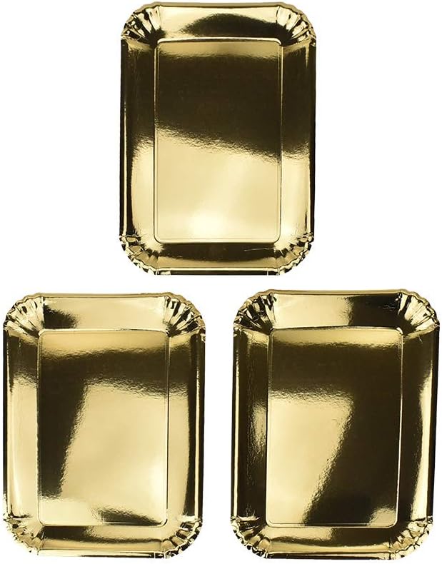 Amazon.com: Homeford Metallic Finish Rectangular Paper Plates, Gold, 14 ...